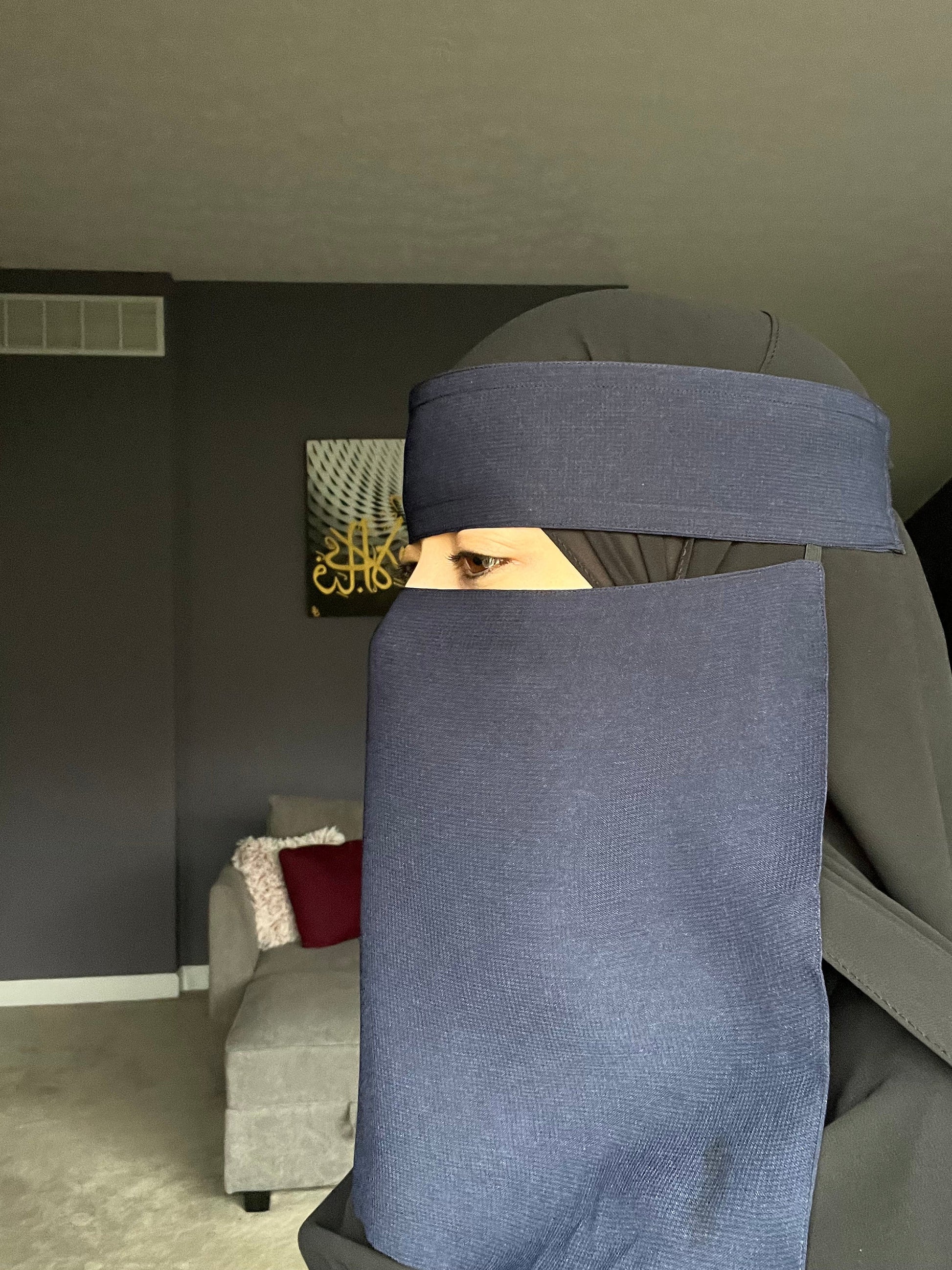 navy Saudi Style Niqab, with clip snap – Niqabi Style