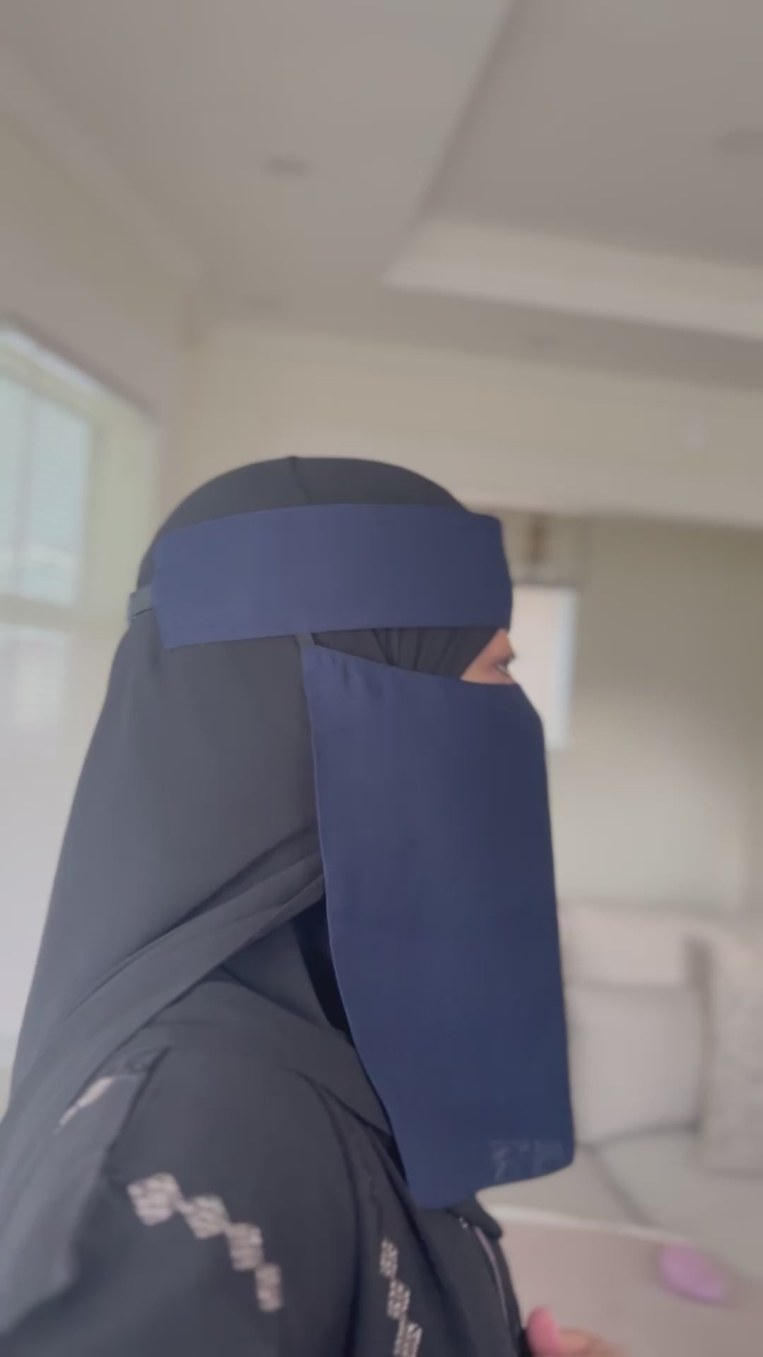 navy Saudi Style Niqab, with clip snap – Niqabi Style